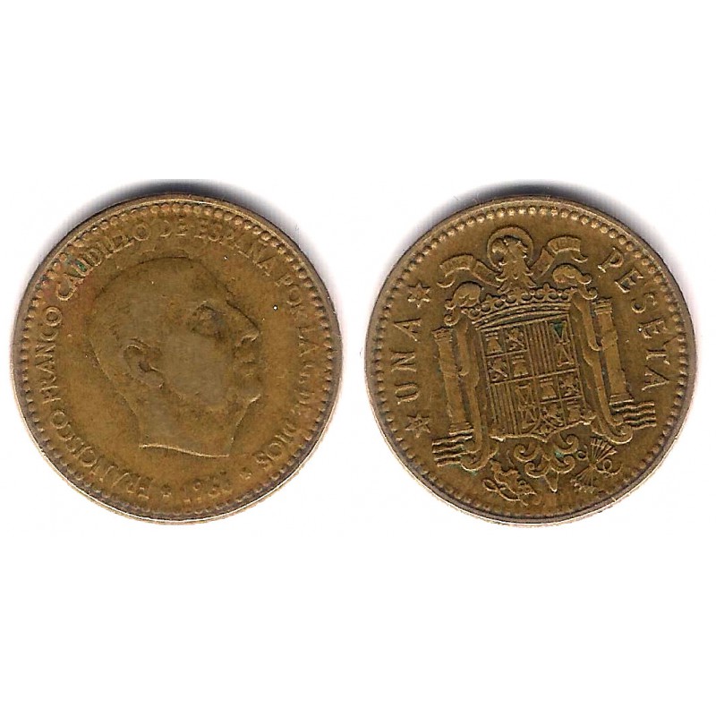 Estado Español. 1966*(19-67). 1 Peseta (BC) Marcas en el cuño ...
