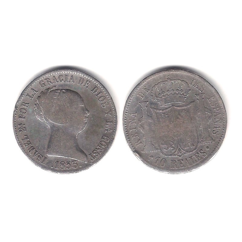 Isabel II. 1853. 10 Reales (BC/BC+) (Plata) Ceca de Madrid ...