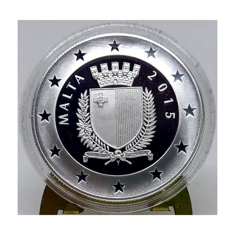 Malta. 2015. 10 Euro (Proof) (Plata) The Bush-Gorbachev Malta Summit ...