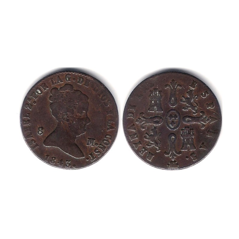 Isabel II. 1843. 8 Maravedi (MBC-) Ceca de Segovia - Numismática Rovira