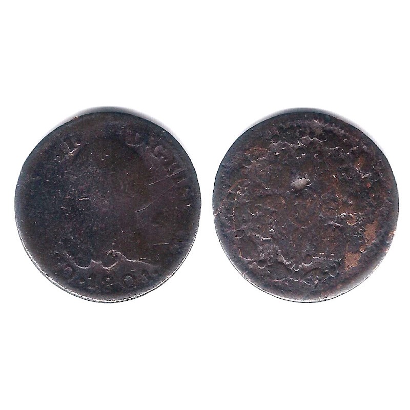 Carlos IV. 1801. 4 Maravedi (RC+/RC) Ceca de Segovia - Numismática Rovira