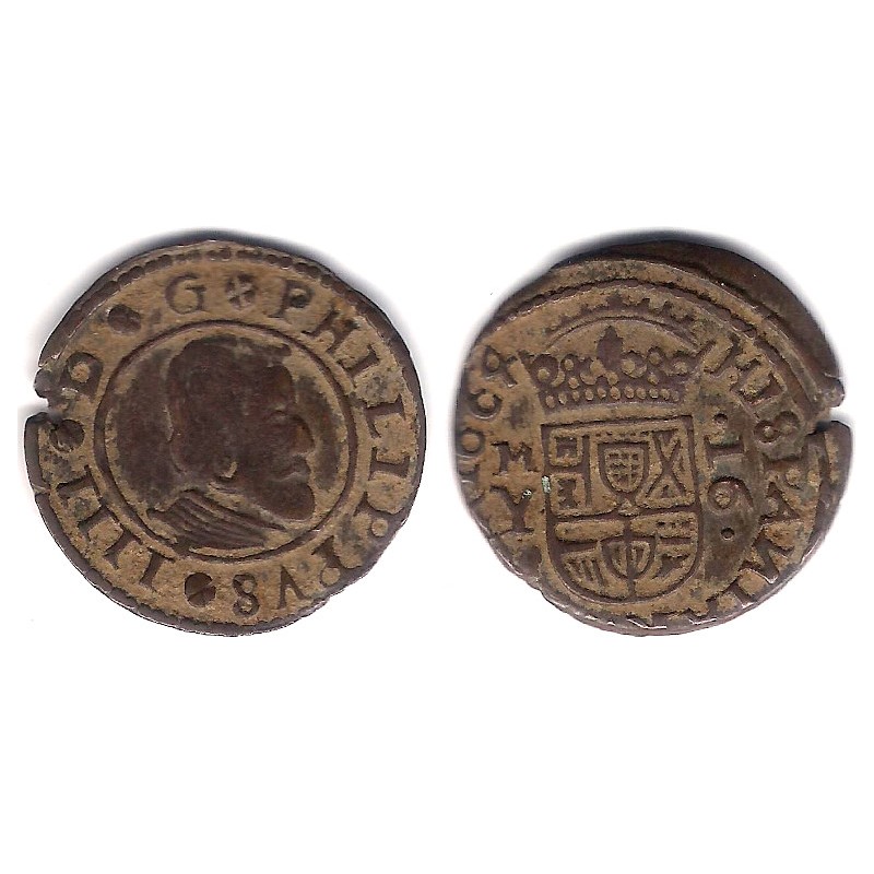 Felipe IV. 1664. 16 Maravedi (MBC-) Ceca de Madrid Y - Numismática Rovira