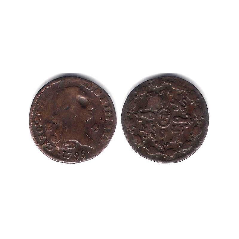 Carlos IV. 1796. 4 Maravedi (BC/BC-) Ceca de Segovia - Numismática Rovira
