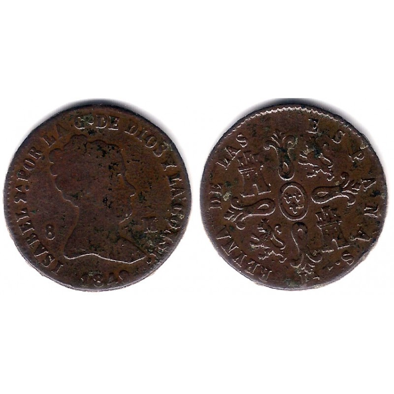 Isabel II. 1849. 8 Maravedi (BC) Ceca de Jubia - Numismática Rovira