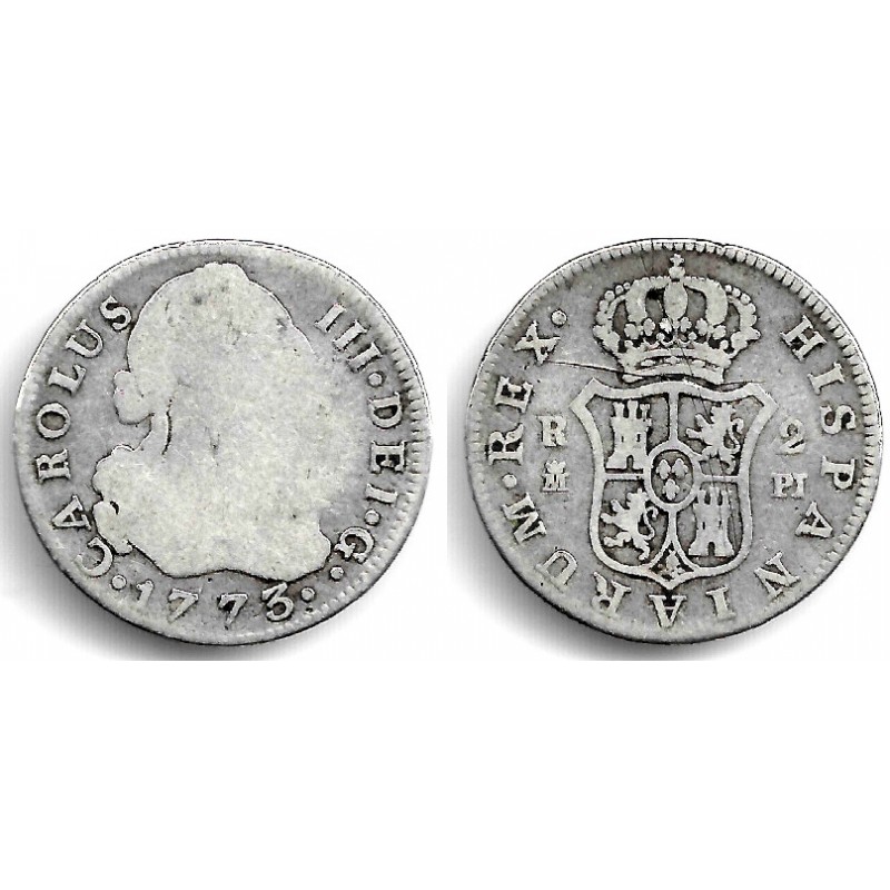 Carlos III. 1773. 2 Reales (BC/BC-) (Plata) Ceca de Madrid PJ ...
