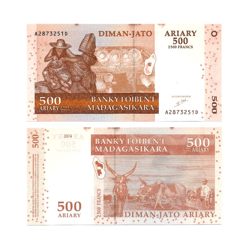(88a) Madagascar. 2004. 500 Ariary (EBC) Manchas - Numismática Rovira